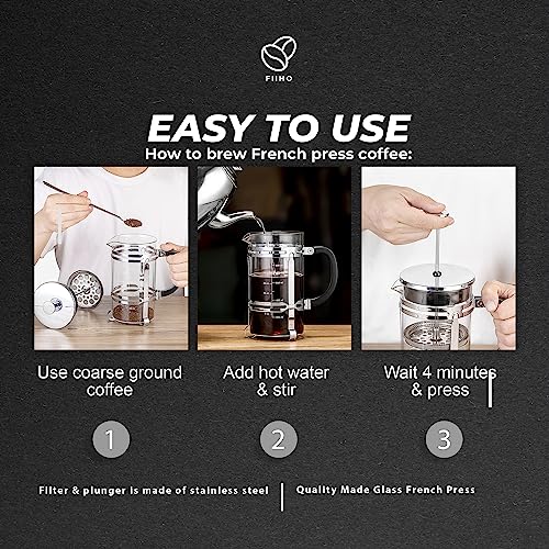French Press Coffee and Tea Maker(34oz),304 Stainless Steel Coffee Press with 4 Filters Screen-100% No Residue -German Heat-Resistant Borosilicate Glass- BPA FREE -Dishwasherable,Copper