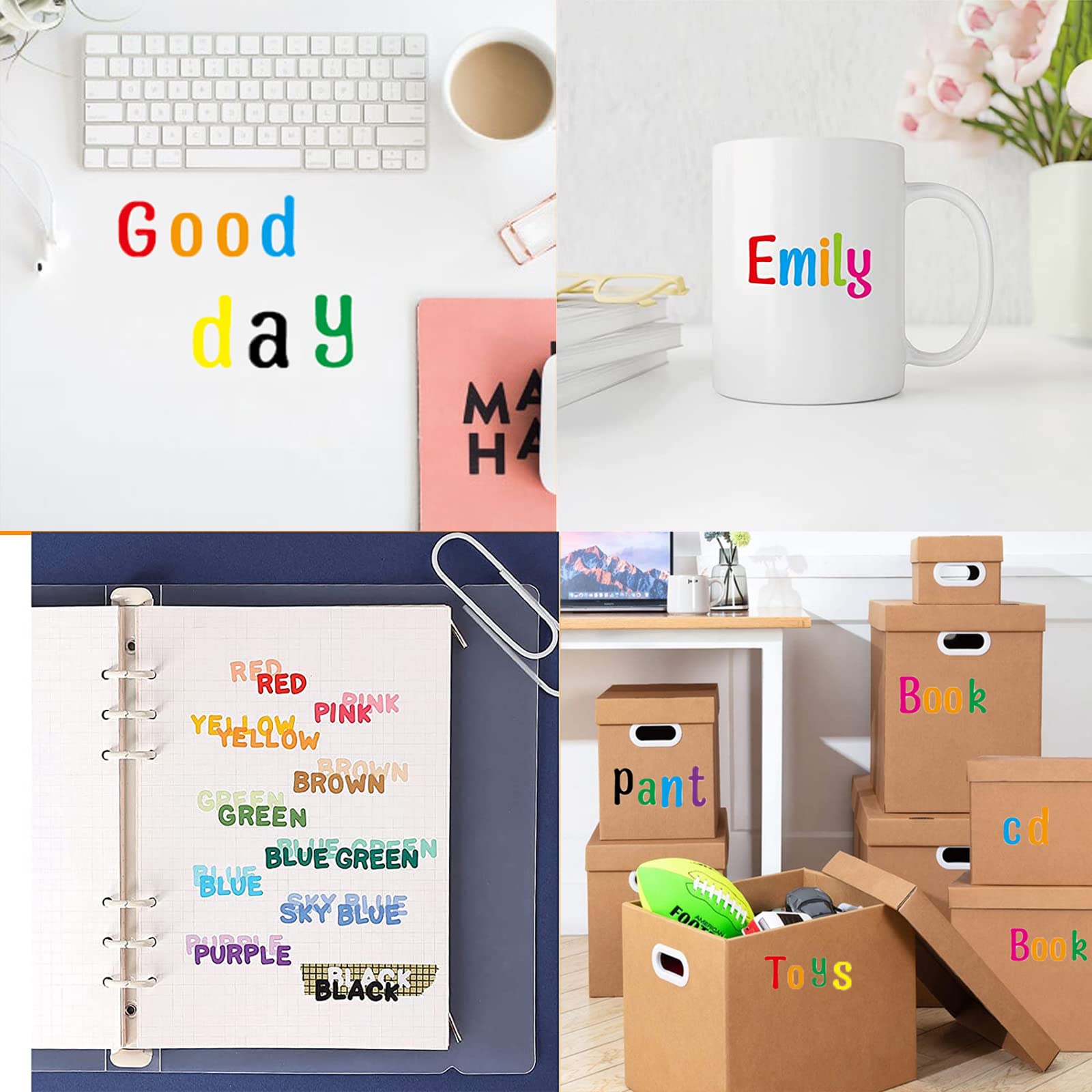 972 Alphabet Stickers 12 Sheets Letter Stickers,1 inch Vinyl Self-Adhesive Sticker Letters, Black Alphabets ABC Stickers and DIY Mailbox House Numbers