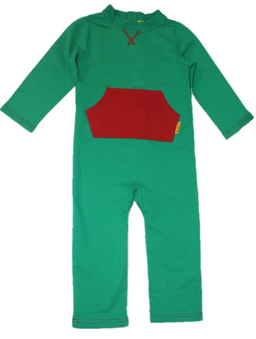 Terrible 2's Strip-Proof Toddler Romper with a Back Zipper in Green/Red (5T)