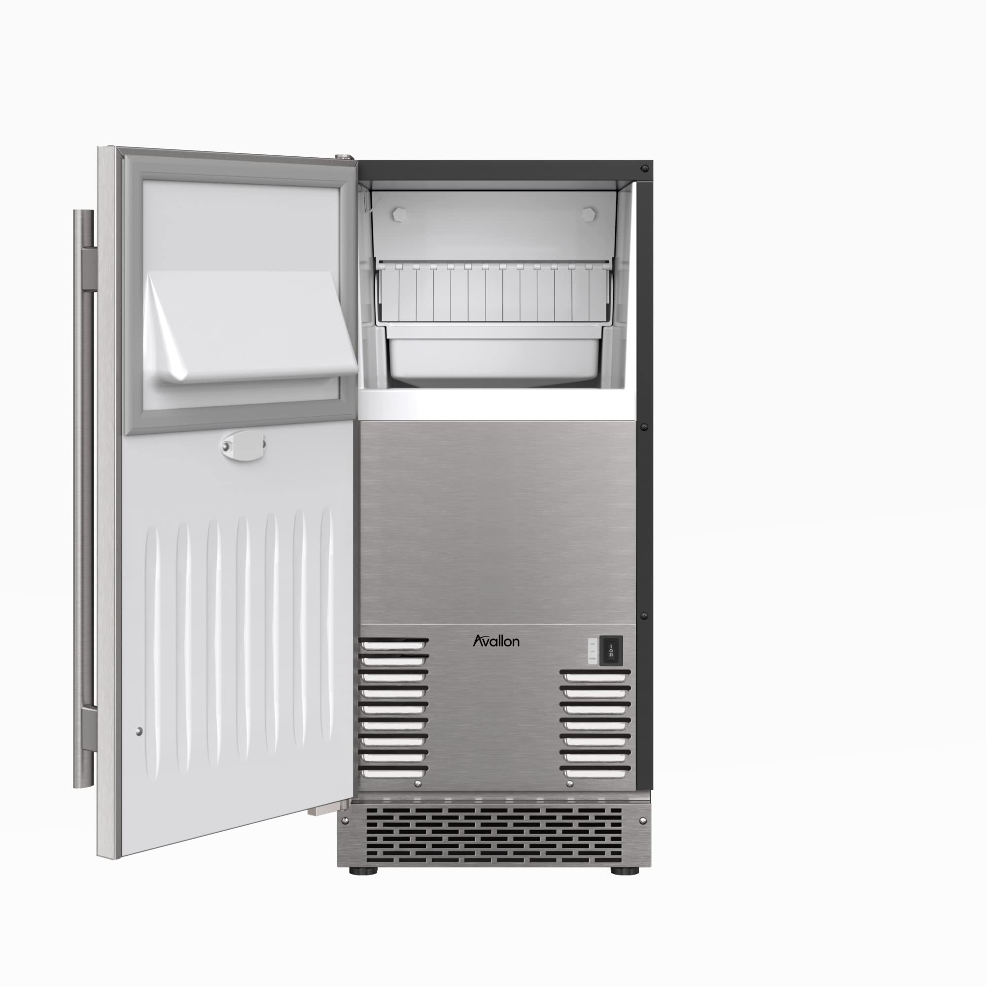Avallon AIMG151GSSILH 15 Inch Wide 26 Lbs. Built-In/Free Standing Ice Maker with 56 Lbs. Daily Ice Production and Wash Mode
