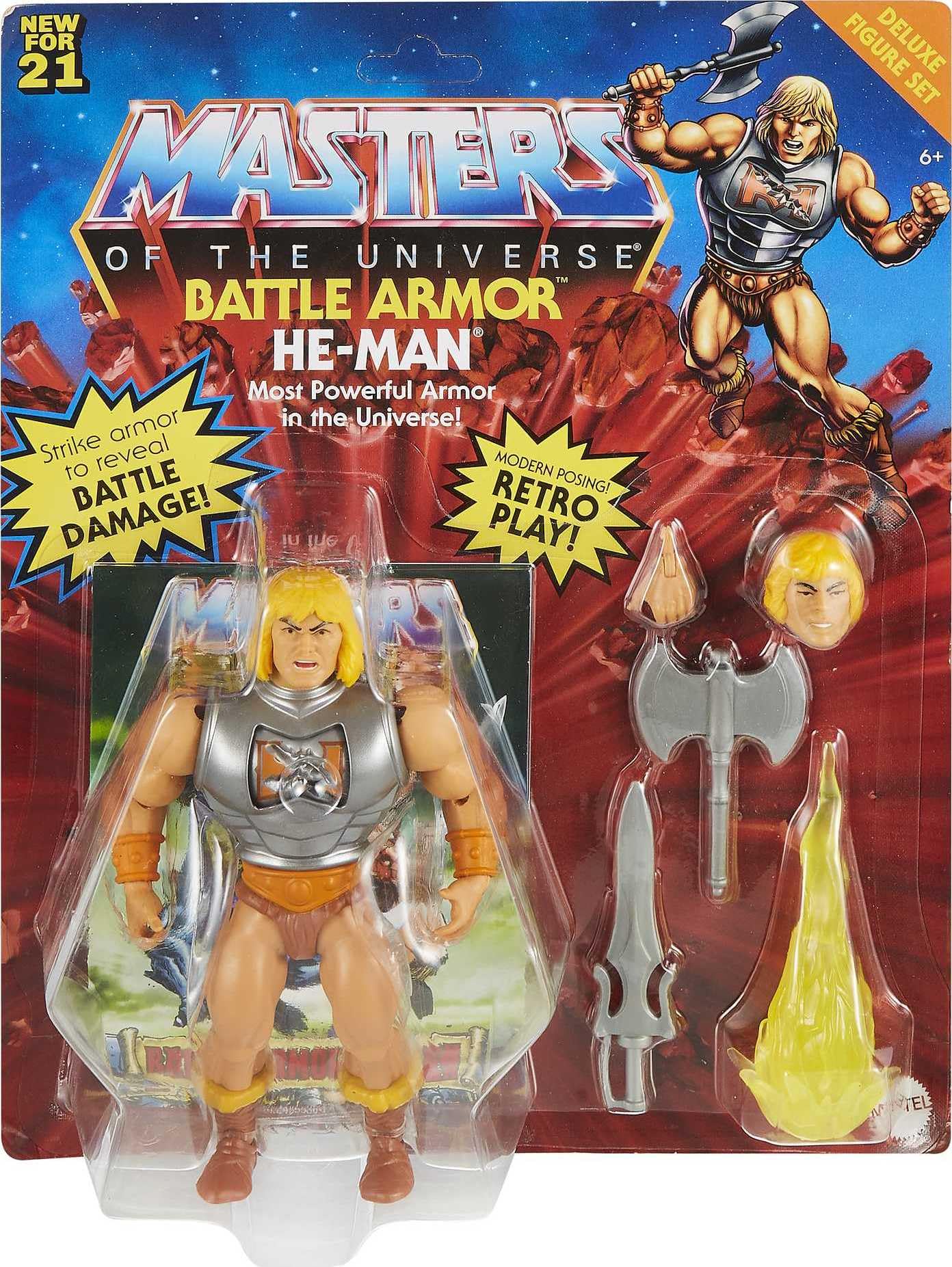 Mattel Masters of the Universe Origins Action Figure & Accessories Set, Battle Armor He-Man 5.5-inch Collectible Toy with Mini-Comic