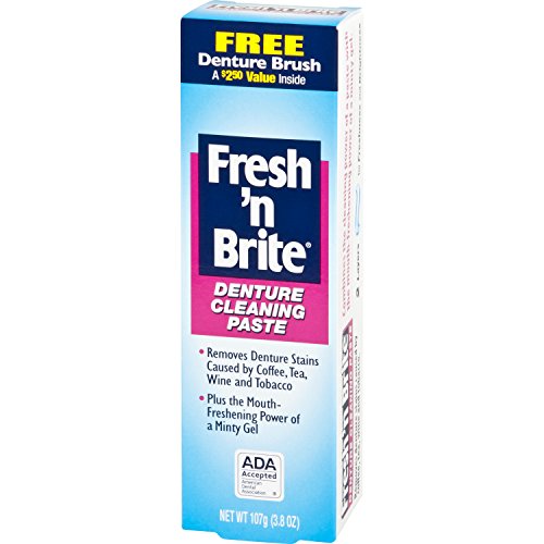 Fresh 'n Brite Denture Cleaning Paste For Dentures, Removable Partial Dentures, Retainers, Mouthguards, Nightguards, Fast Stain Removal, pack of 3, 3.8 oz Tubes