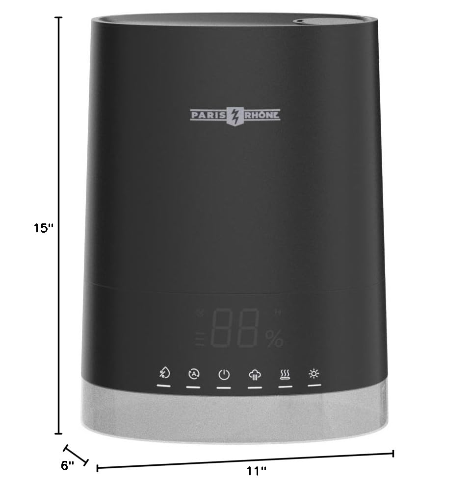 Humidifiers for Large Room,PARIS RHÔNE 6L Ultrasonic Cool and Warm Mist Humidifiers for Home Bedroom,Top Fill Air Humidifier with Remote,Humidity Sensor,LED Panel,Essential Oil, Valentine Gifts