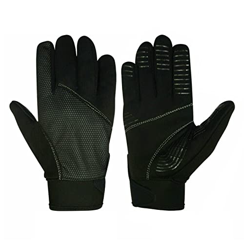 Rebz Wheelchair Gloves Disability Mobility Full Finger Breathable Non-Slip Material Good Grip Lightweight for Men and Women (Black, Large)