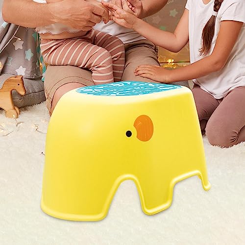 ＫＬＫＣＭＳ Kids Step Stool Toddler Step Stool,Multifunctional,Non Slip,Elephant Shaped,Durable Bathroom Step Stool Poop Stools for Kitchen,Bathroom, Yellow