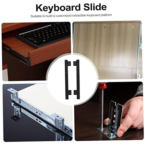BESTOYARD 4 Pairs Keyboard Rails Keyboard Rack Keyboard Drawer Slides Drawer- Design Rack undermount Drawer Slides Heavy Duty Bearing Slides Keyboard Slides Desk Under The Stage Office Steel