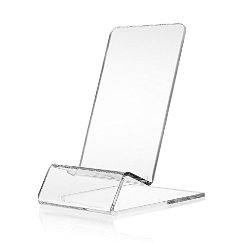 KeCool Universal Mobile Cell Phone Stand Clear Acrylic Display Mount Holder - Durable Transparent Rack Stand Holder for iPhone X 8 7 6s Plus 5s Samsung Huawei Max 5.5" Smartphone Shown (2 Packs)