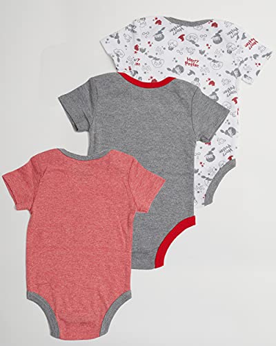 Harry Potter Baby Boys’ Short Sleeve Bodysuit Multipack Gift For Baby Girl or Boy Baby Clothes (3 Pack Red-White-Grey, 3-6 Months)