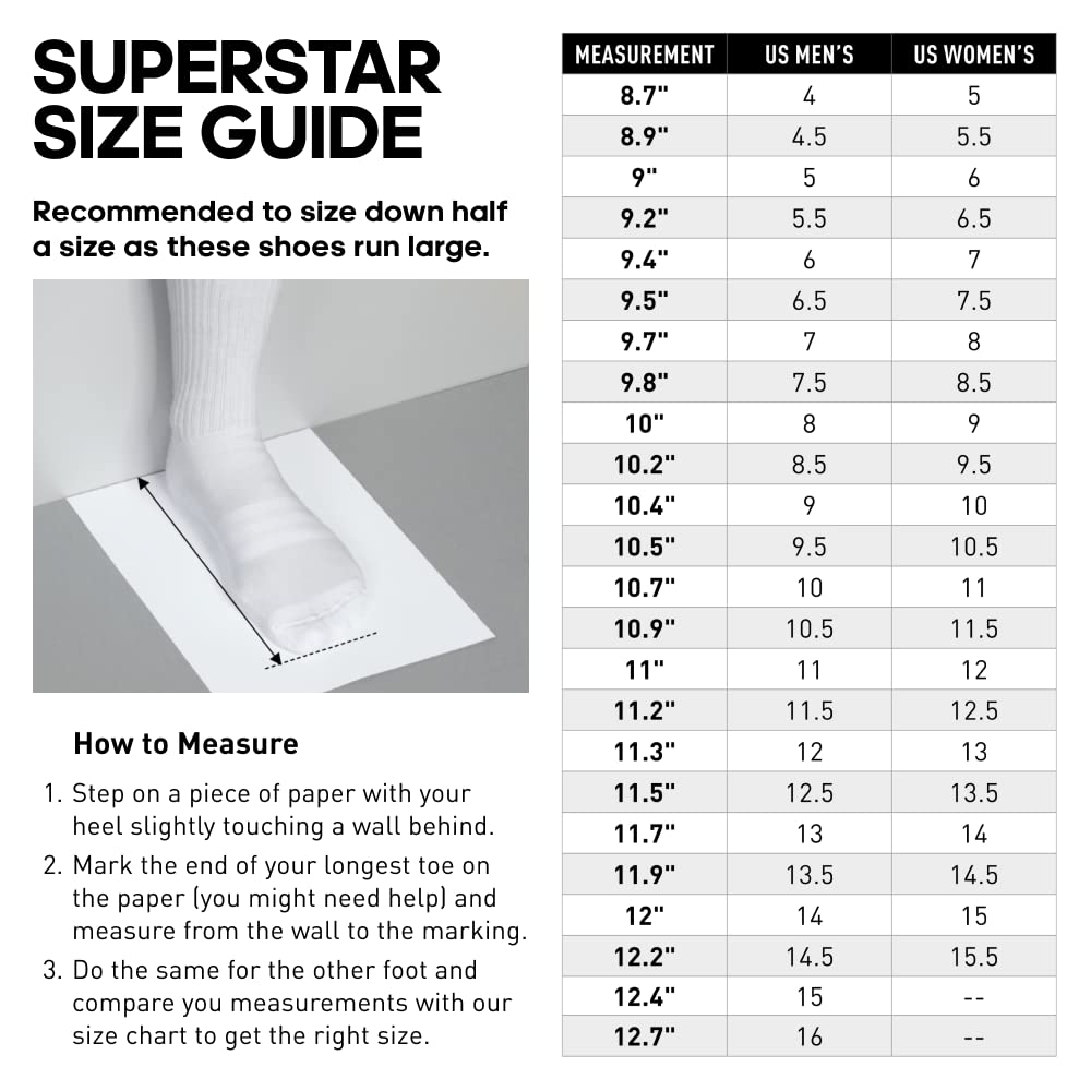 adidas Originals mens Super Star Sneaker, White/Black/White, 11 US