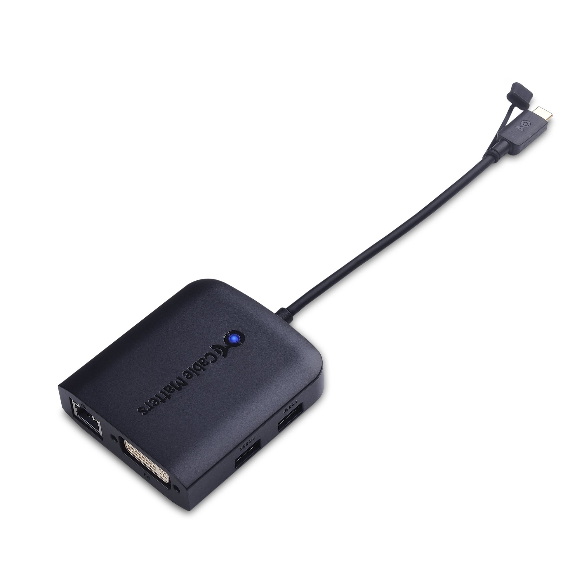 Cable Matters USB C Multiport Adapter (USB C Hub with DVI), 2X USB 3.0, Gigabit Ethernet, and 60W Charging - USB-C and Thunderbolt 4 / USB4 / Thunderbolt 3 Port Compatible with MacBook Pro, Dell XPS