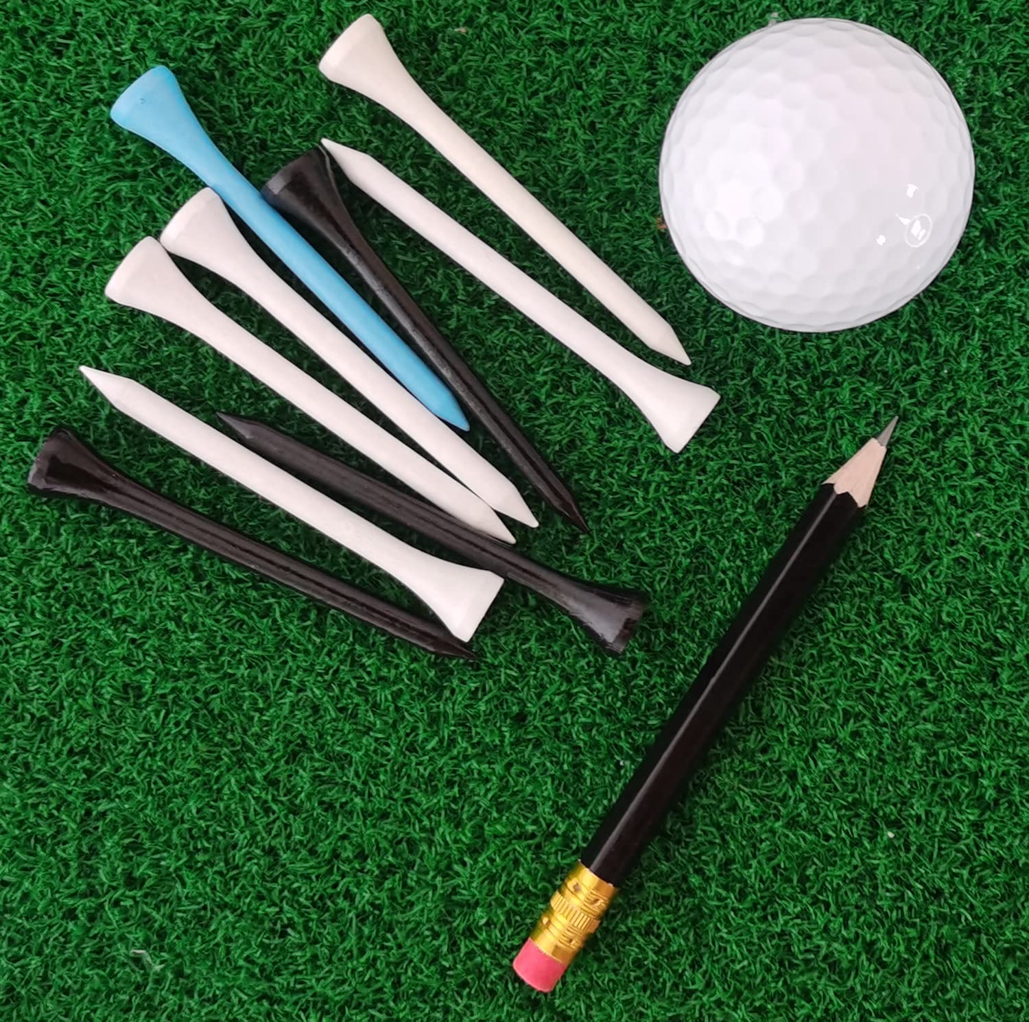 Adhere 25pcs Golf Pencils with Eraser Pre sharpened Hexagon half Wooden Pencils Graphite 2B for Golf Event Scoring,Classroom,Wedding,Company Meetings,Pew, Pocket (Blue 1)
