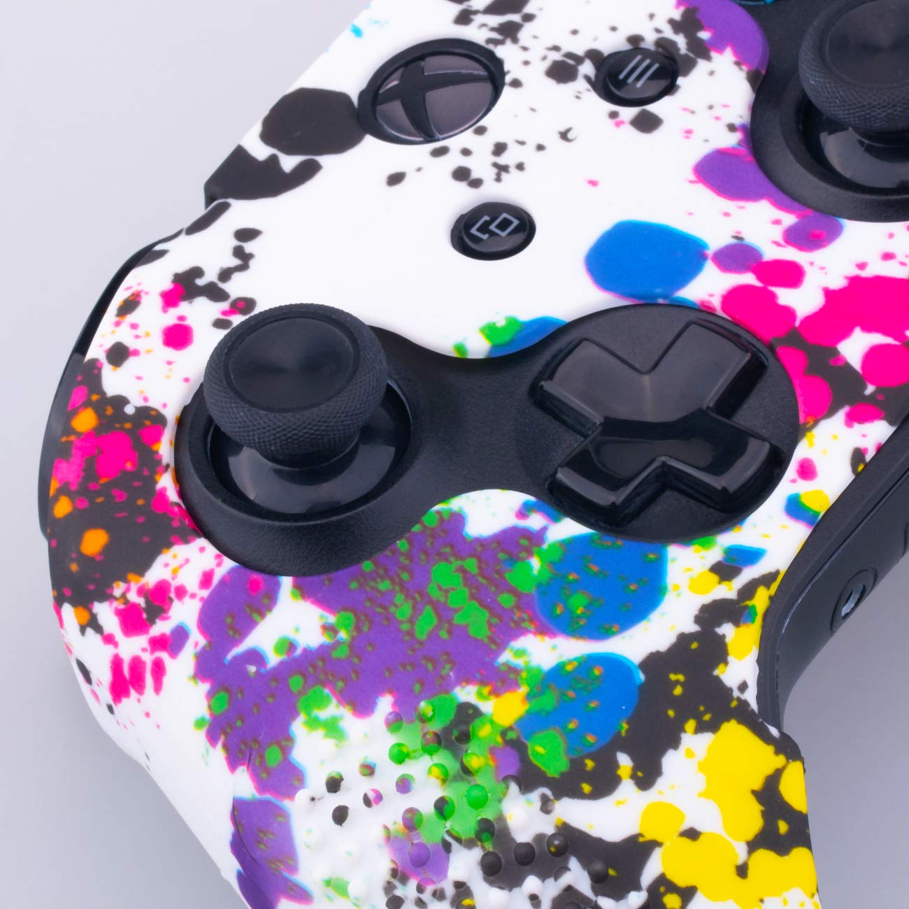 9CDeer Studded Protective Customize Transfer Printing Silicone Cover Skin Sleeve Case + 8 Thumb Grips Analog Caps for Xbox One/S/X Controller Splashing Graffiti Compatible with Official Stereo Headset