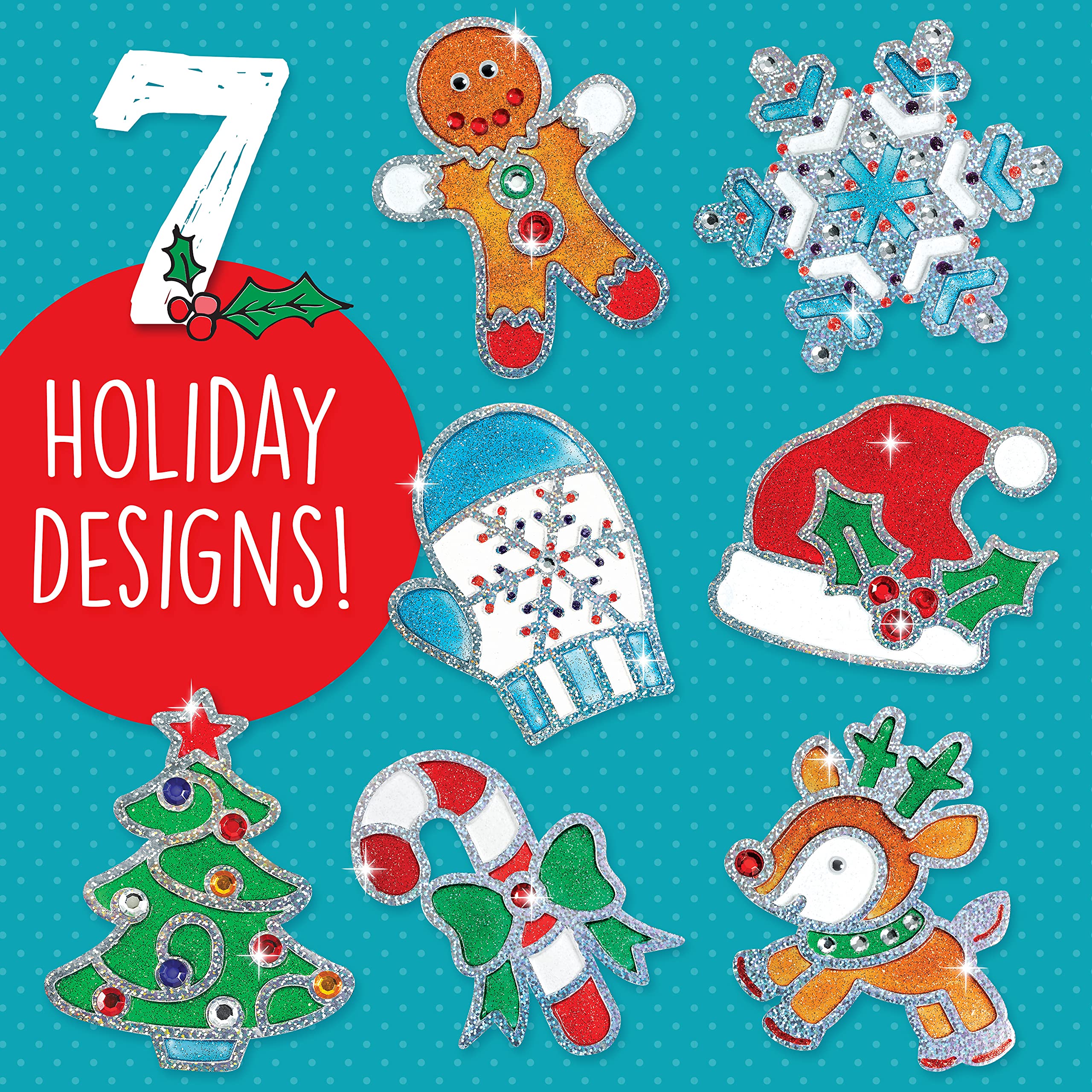 Creativity for Kids Holiday Easy Sparkle Window Art Craft Kit: Create 7 Window Art Designs, Holiday Crafts, Christmas Crafts for Kids Ages 6-8+, Christmas Activities for Kids