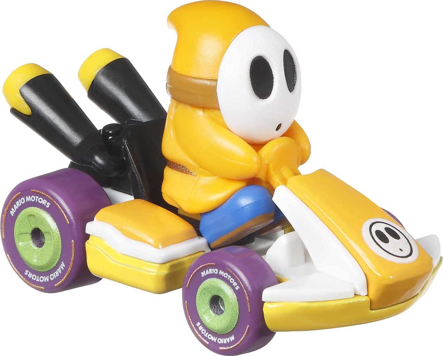 Hot Wheels Mario Kart Toy Vehicle 4-Pack, Collectible Set of 4 Fan-Favorite Characters Includes First-Appearance Orange Shy Guy