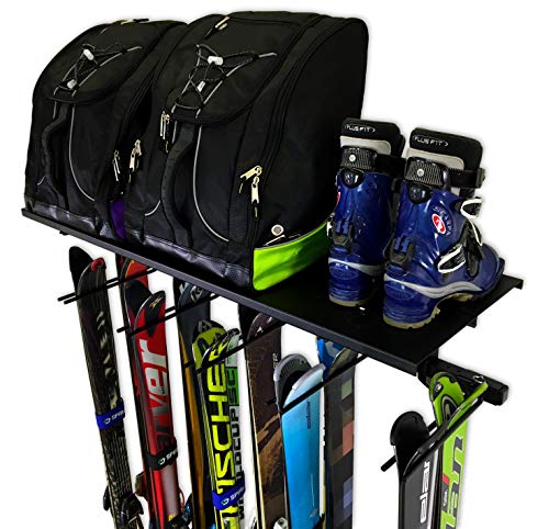 StoreYourBoard Ski Wall Rack and Storage Shelf, Holds 10 Pairs, Ski Wall Mount, Home and Garage Storage Hanger