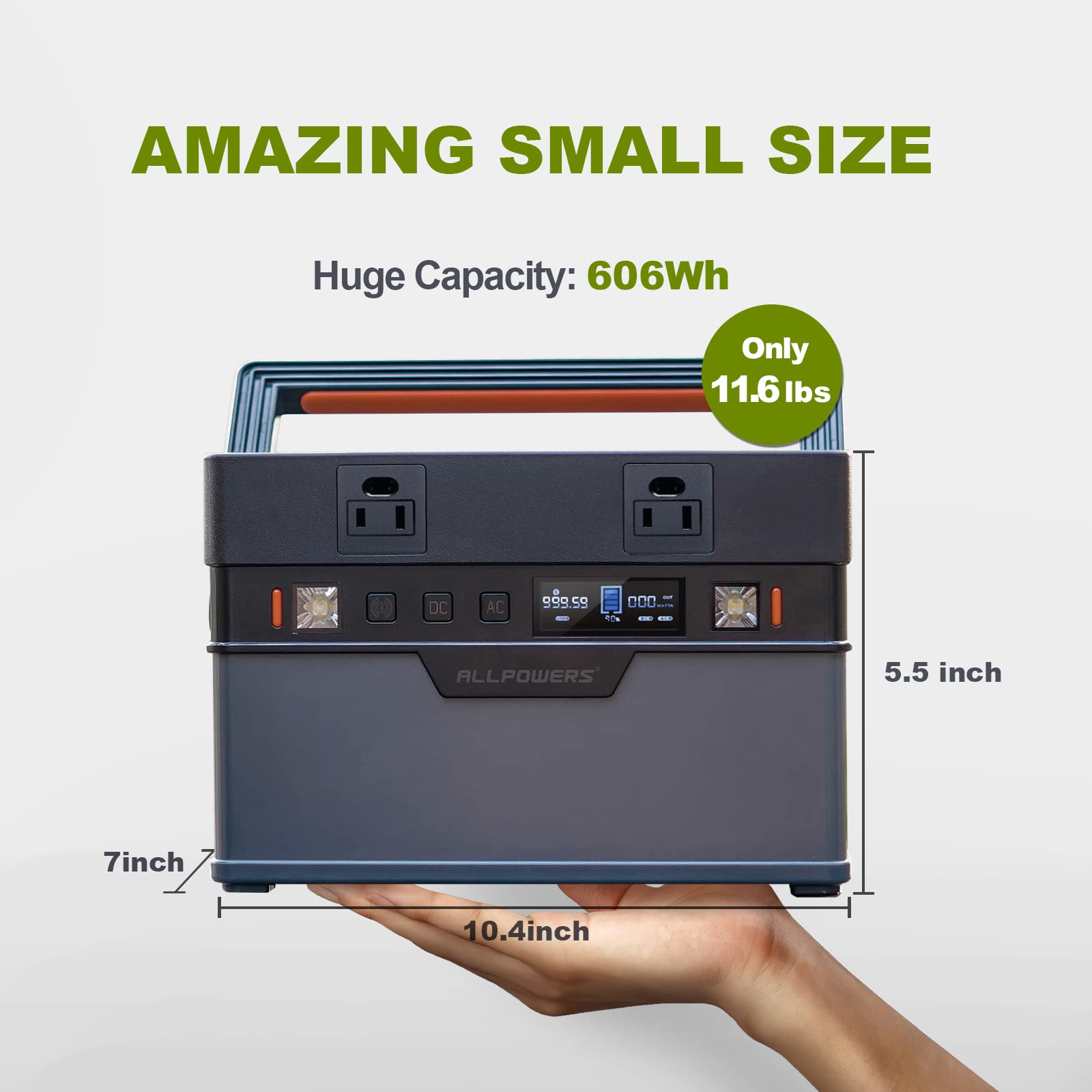 ALLPOWERS S700 Portable Power Station 700W, MPPT Solar Generator 606Wh with AC DC USB Car Ports, 0-80% in 1.5 Hrs, Mobile Backup Battery for Outdoor Camping Home RV Trip Emergency