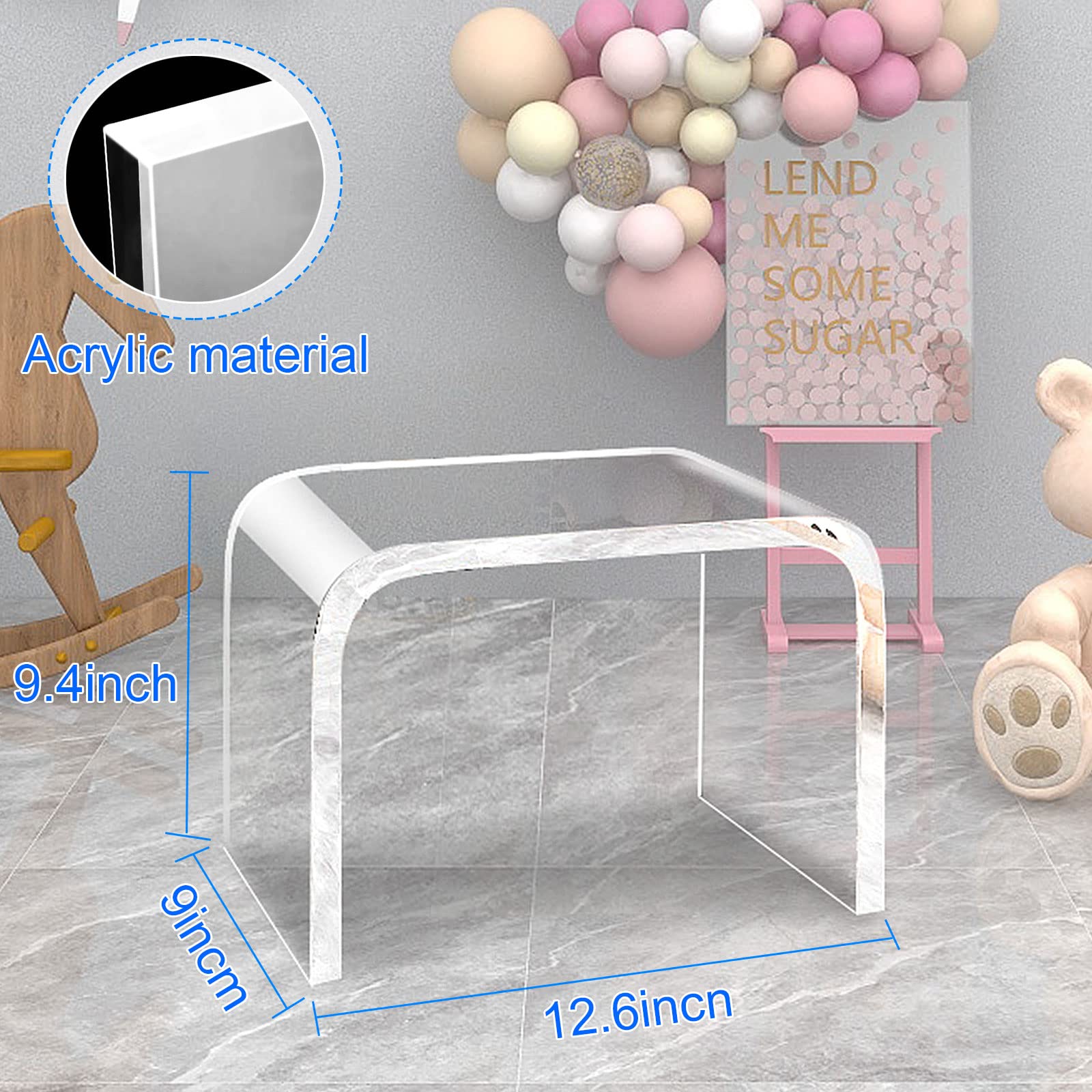 Acrylic Kids Step Stool 9'' Tall Foot Stool for Adults for Relaxing The Legs Muscles Holds Up to 250 lbs Stepping Stool for Kids Bed Sturdy Kitchen Stool