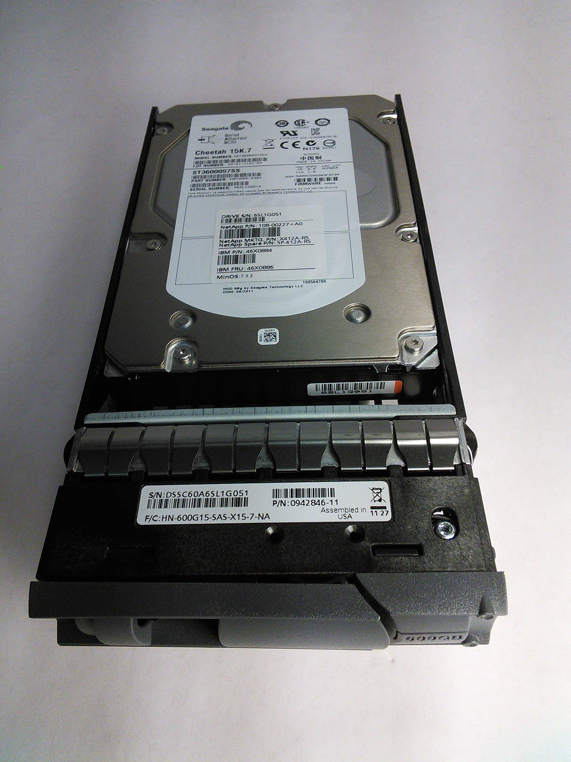 X412A-R5 -NETAPP 600GB 15K 3.5in SAS 6Gbps Hard drive - IBM PN: 46X0884 / IBM FRU PN: 46X0886 / NETAPP PN: 108-00227+A- (Renewed)