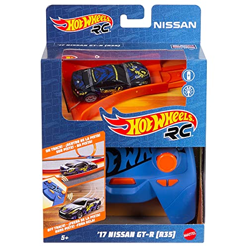 Hot Wheels RC Car, Remote-Control 2017 Nissan GT-R in 1:64 Scale, Works On and Off Hot Wheels Track, Includes Track Adapter