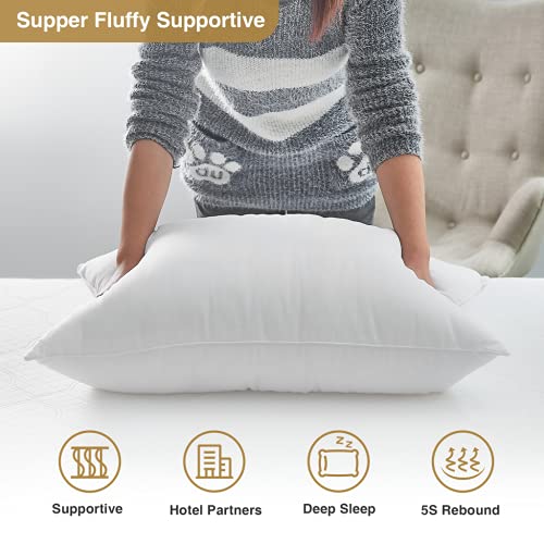 Acanva Bed Pillows for Sleeping, Cooling Hotel Quality with Premium Soft 3D Down Alternative Fill for Back, Stomach or Side Sleepers, King (Pack of 4), White 4 Count