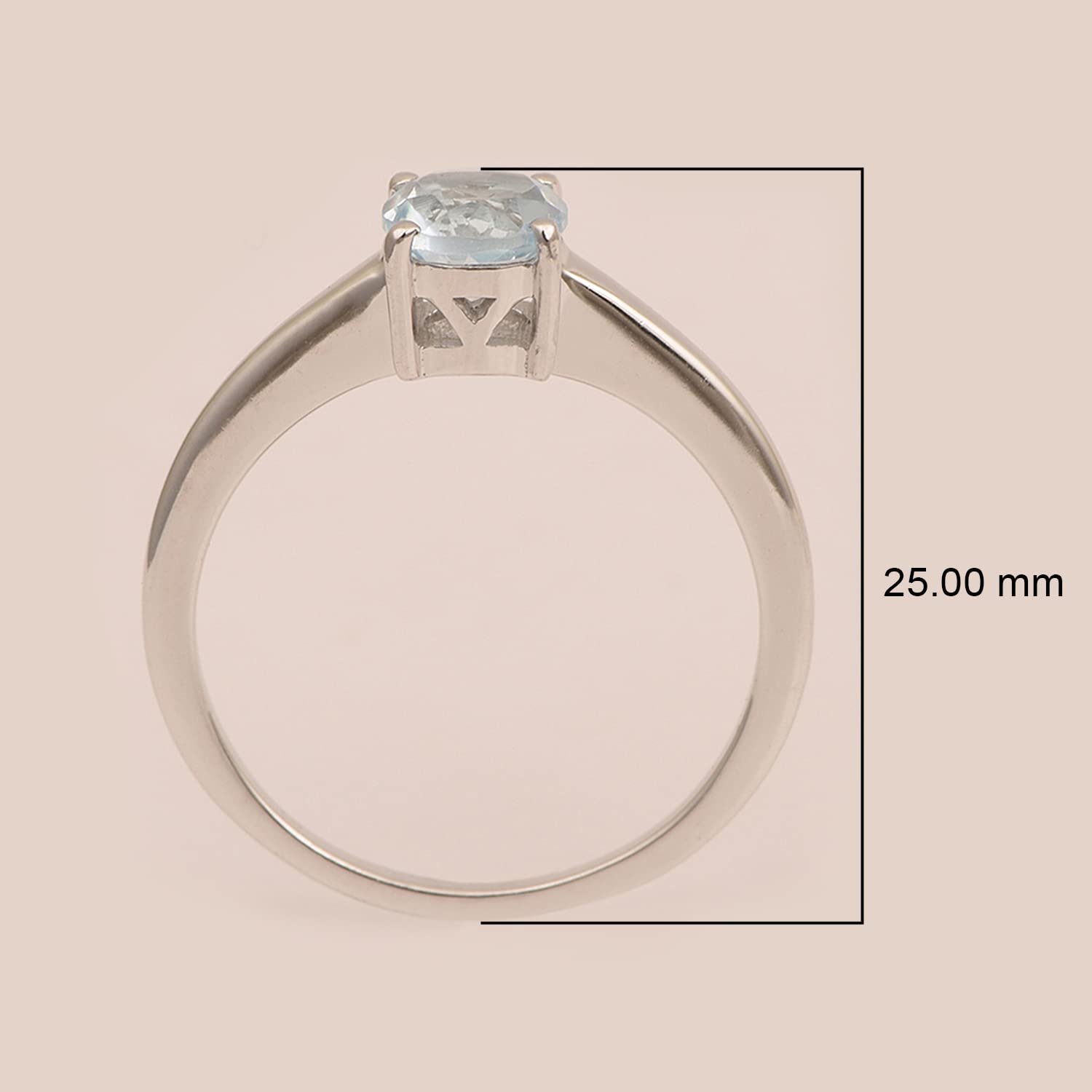 925 Sterling Silver Round 6 MM Blue Topaz Solitaire Women Ring (1.00 Ct, 6MM Round, Gemstone Birthstone) (Sterling Silver, 8)