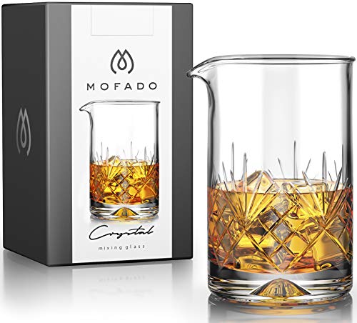 Mofado Crystal Cocktail Mixing Glass - 24oz 710ml - Thick and Sturdy Bottom, Durable - Premium Seamless Design - Professional Quality