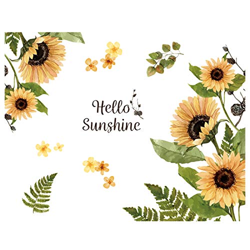 NOA Sunflower Wall Stickers 3D Yellow Flower Wall Decals, Removable Garden Flowers Plant Wallpaper Decor, DIY Art Murals for Bedroom Nursery Kitchen Home Decorations(B)