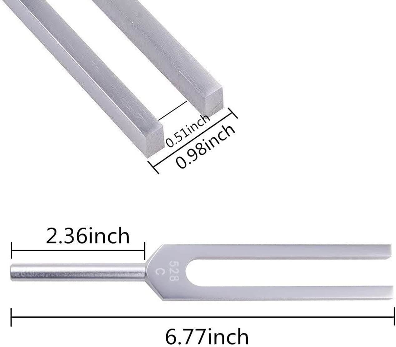 528 Hz Tuning Fork Medical, Aluminum Alloy Tuning Fork,Non-Magnetic Material Delivers Clear Tones,Solfeggio Tuning Forks for Healing Comes With a Box,Silicone Hammer,Cleaning Cloth and Triangle Rubber