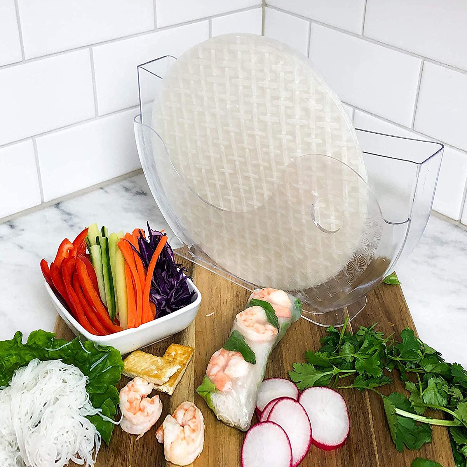 Aihmilcl Rice Paper Water Bowl Holder,Summer Roll Water Bowl Rice Paper Wrappers for Spring Rolls 10.62" One Pack(Rice Paper Not Included)