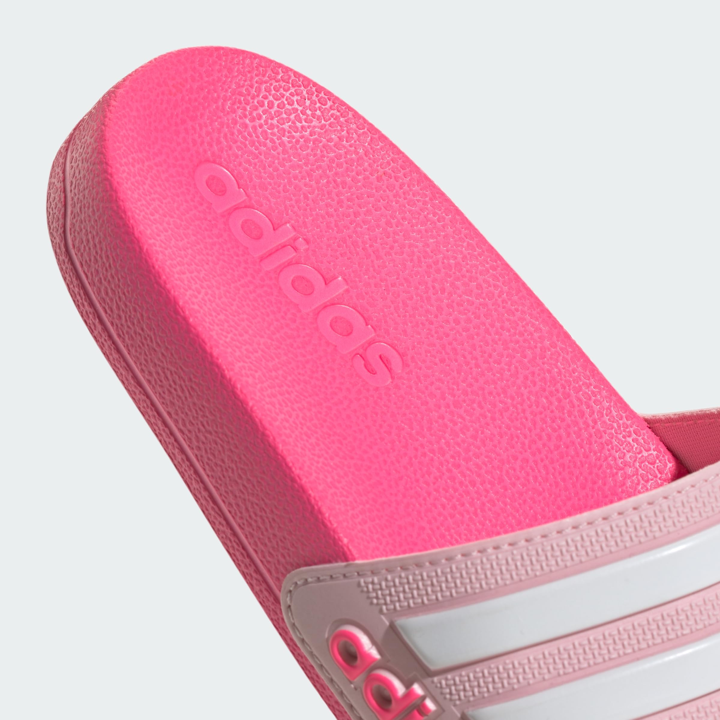 adidas Adilette Shower Slide Sandal, Clear Pink/White/Lucid Pink, 2 US Unisex Little Kid