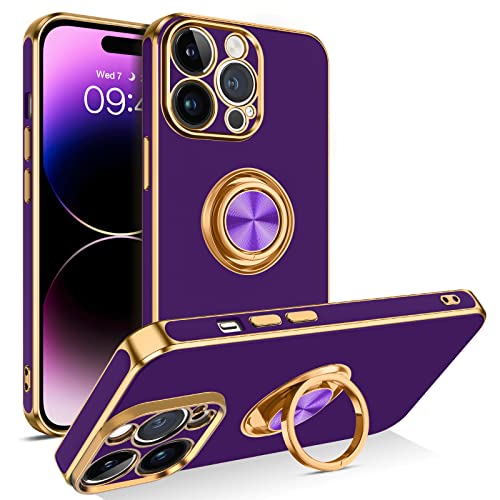 BENTOBEN iPhone 14 Pro Case, Slim Fit 360ยฐ Ring Holder Shockproof Kickstand Magnetic Car Mount Supported Non-Slip Protective Non-Slip Women Girls Men Boys Cover for iPhone 14 Pro 6.1 Inch, Deep Purple