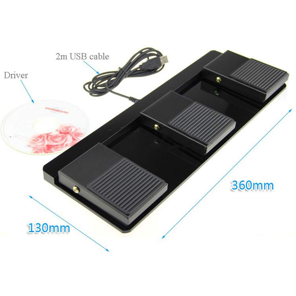 HFSECURITY Triple Foot Switch Pedal USB Gaming Keyboard Wired Non Slip Metal Momentary Electric Power Foot Switch
