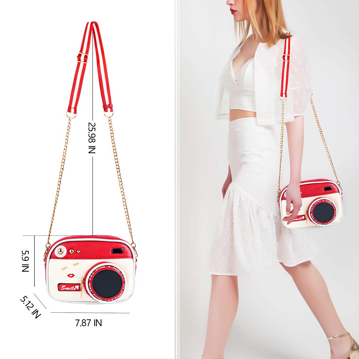 Crossbody Bag For Women Trendy Shoulder Bag with Zipper Pocket Unique Cute Purse Handbags (red)