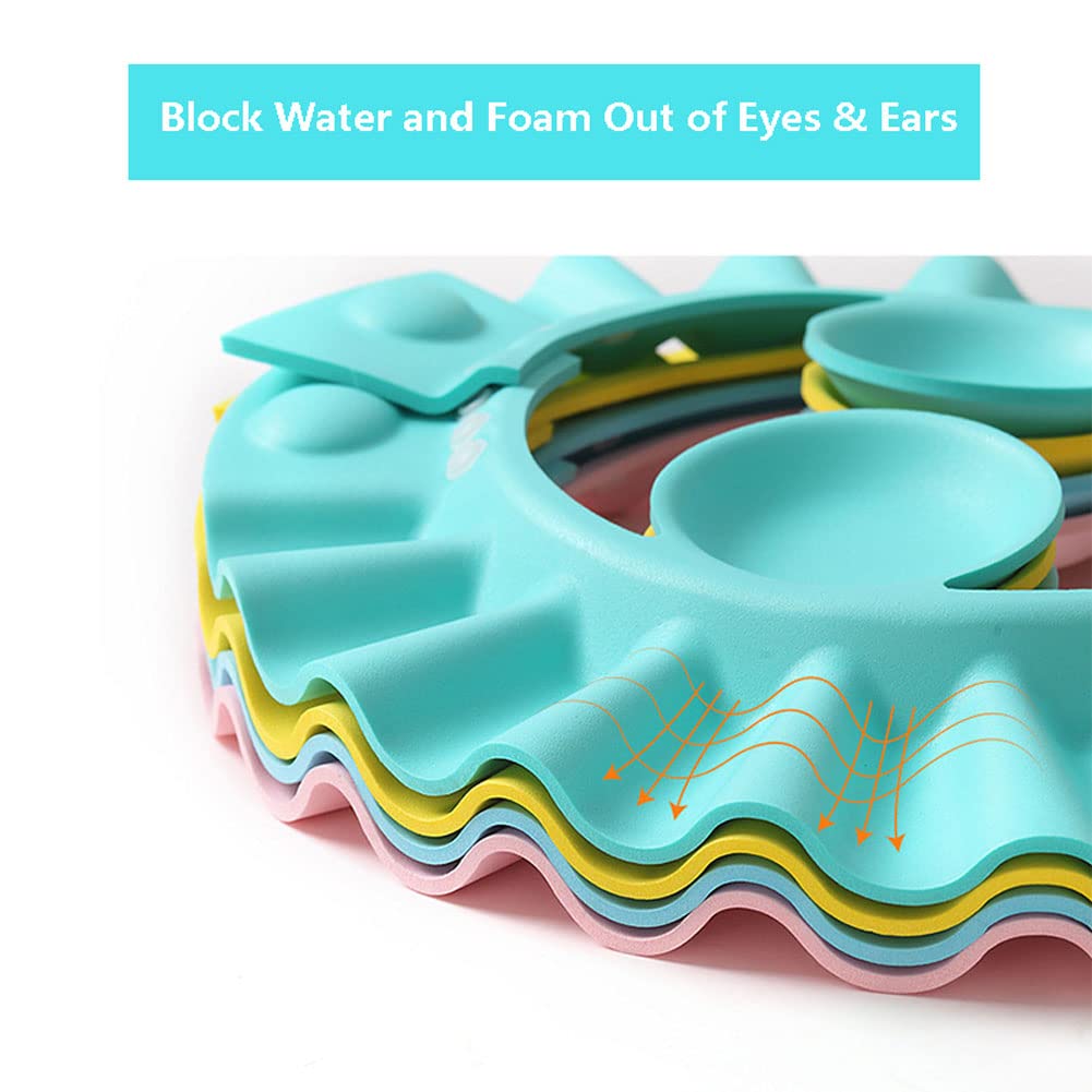Baby Shower Cap Bath Visor Protection Adjustable Shower Bathing Cap Shield Safe Shower Shampoo Bathing Hair Washing Protector Visor Eye Ear Protection for Infants Toddlers Kids