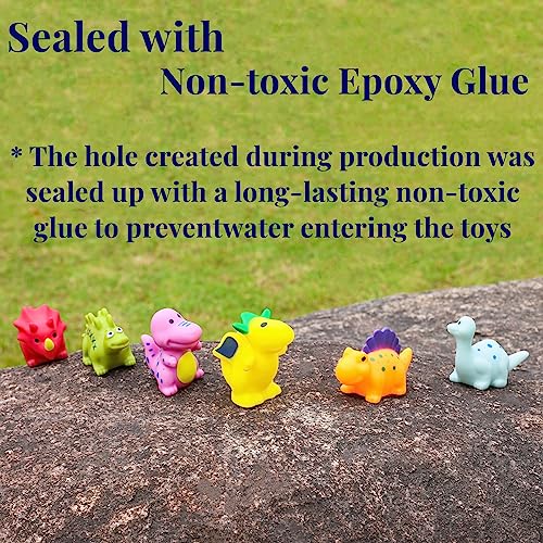 Mold Free Dinosaur Bath Toys for Toddlers/ Infants 6 - 12- 18 Months, No Hole No Mold Bathtub Toys, 1 2 3 4 Years Old Kids (6 Pcs with Storage Bag)
