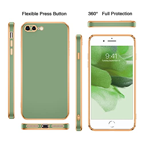 BENTOBEN iPhone 8 Plus Case, Phone Case iPhone 7 Plus, Slim Thin Shockproof Protection Kickstand Drop Protective Bumper Girls Women Boy Men iPhone 8 Plus/iPhone 7 Plus 5.5 Cover, Light Green Design