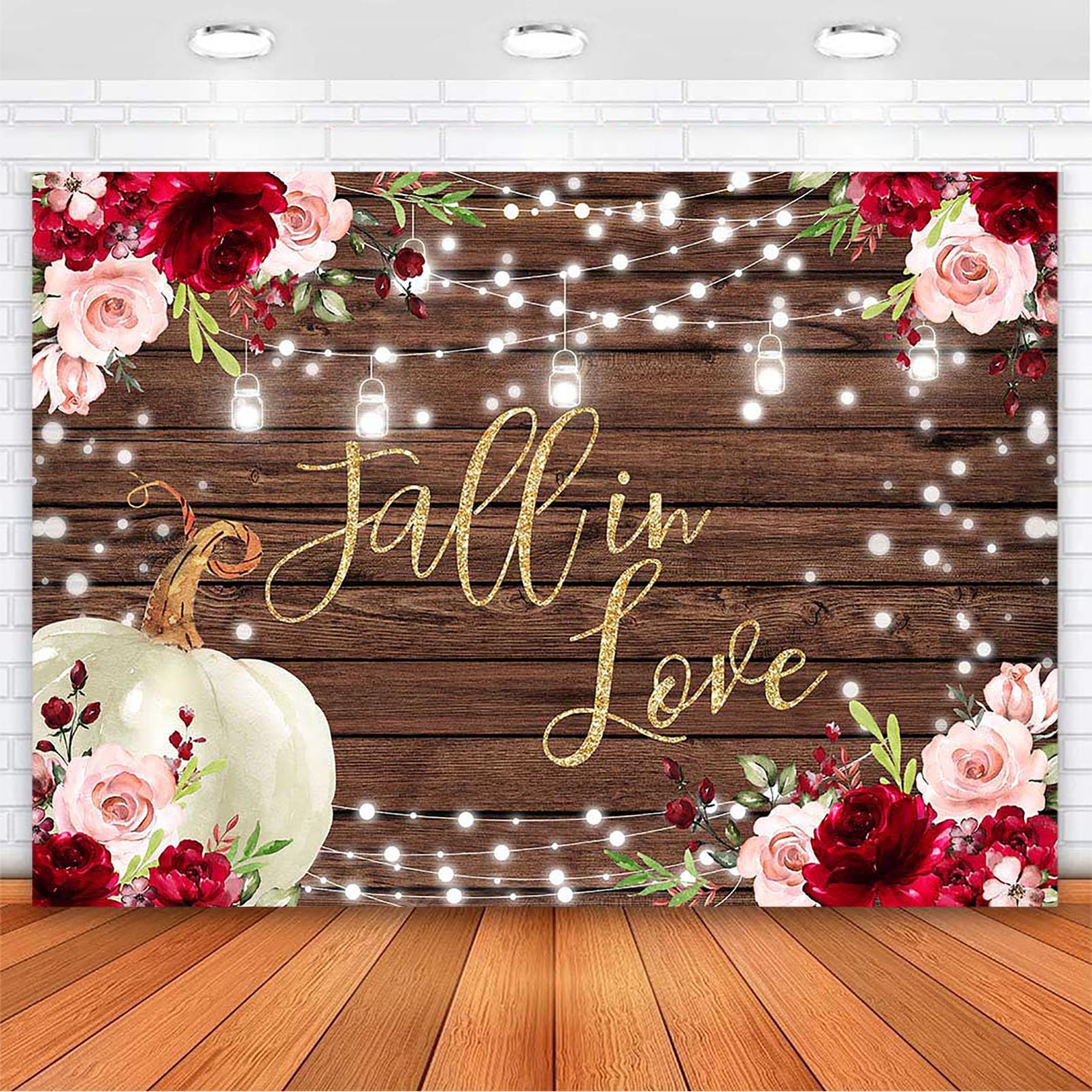 Avezano Bridal Shower Backdrop Rustic Fall Bridal Shower Decorations Fall in Love Backdrop Engagement Wedding Party Decor Wedding Backdrops for Reception 7x5ft