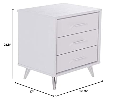 Southern Enterprises Oren Bedside Table w/Drawers Nightstand, White