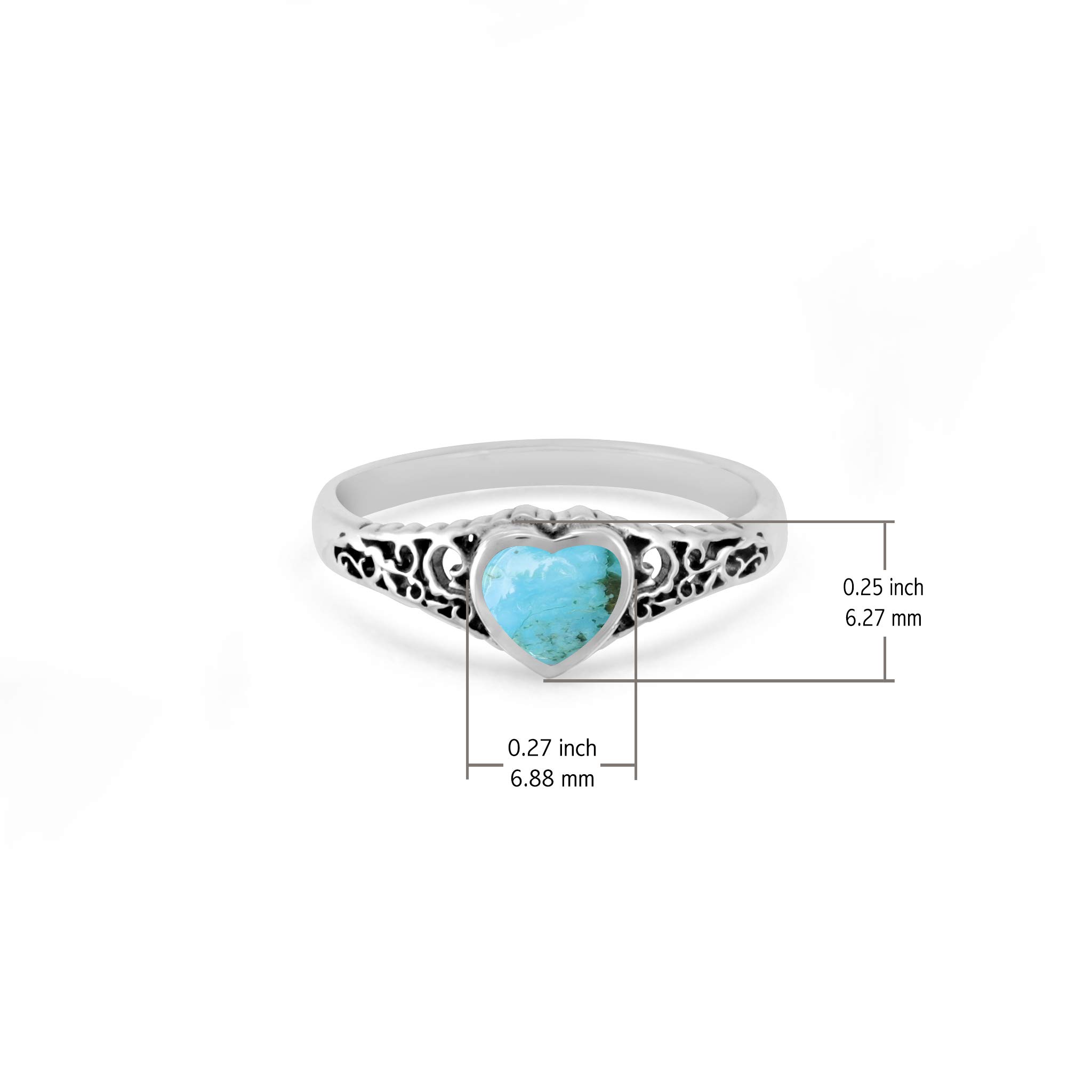 Boma Jewelry Sterling Silver Turquoise Heart Ring, Size 7