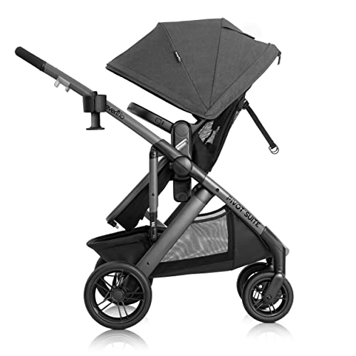 Evenflo Pivot Suite Travel System with LiteMax Infant Car Seat with Anti-Rebound Bar Devon Gray