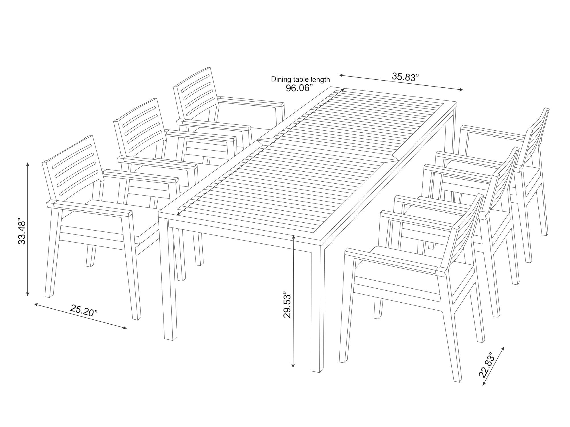 NewAge Products Outdoor Furniture Rhodes 7 Piece Dining Set with 96" Table, 91538