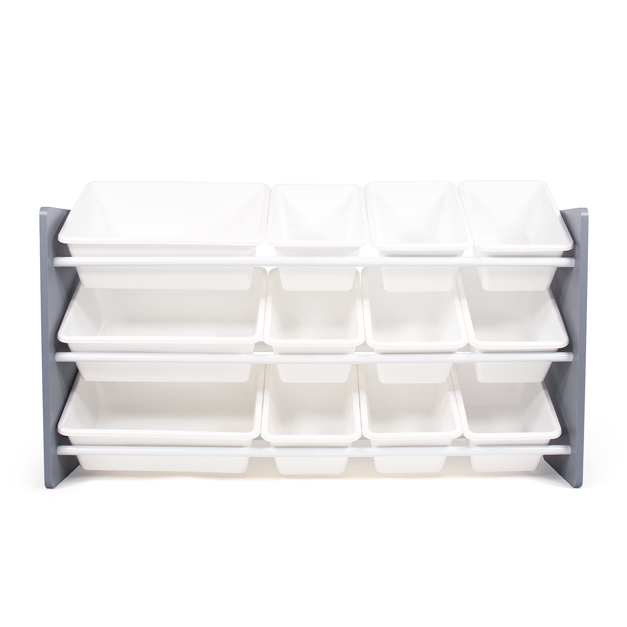 Humble Crew Made for Me Kids Toy Storage Organizer with 12 Storage Bins, Grey/White