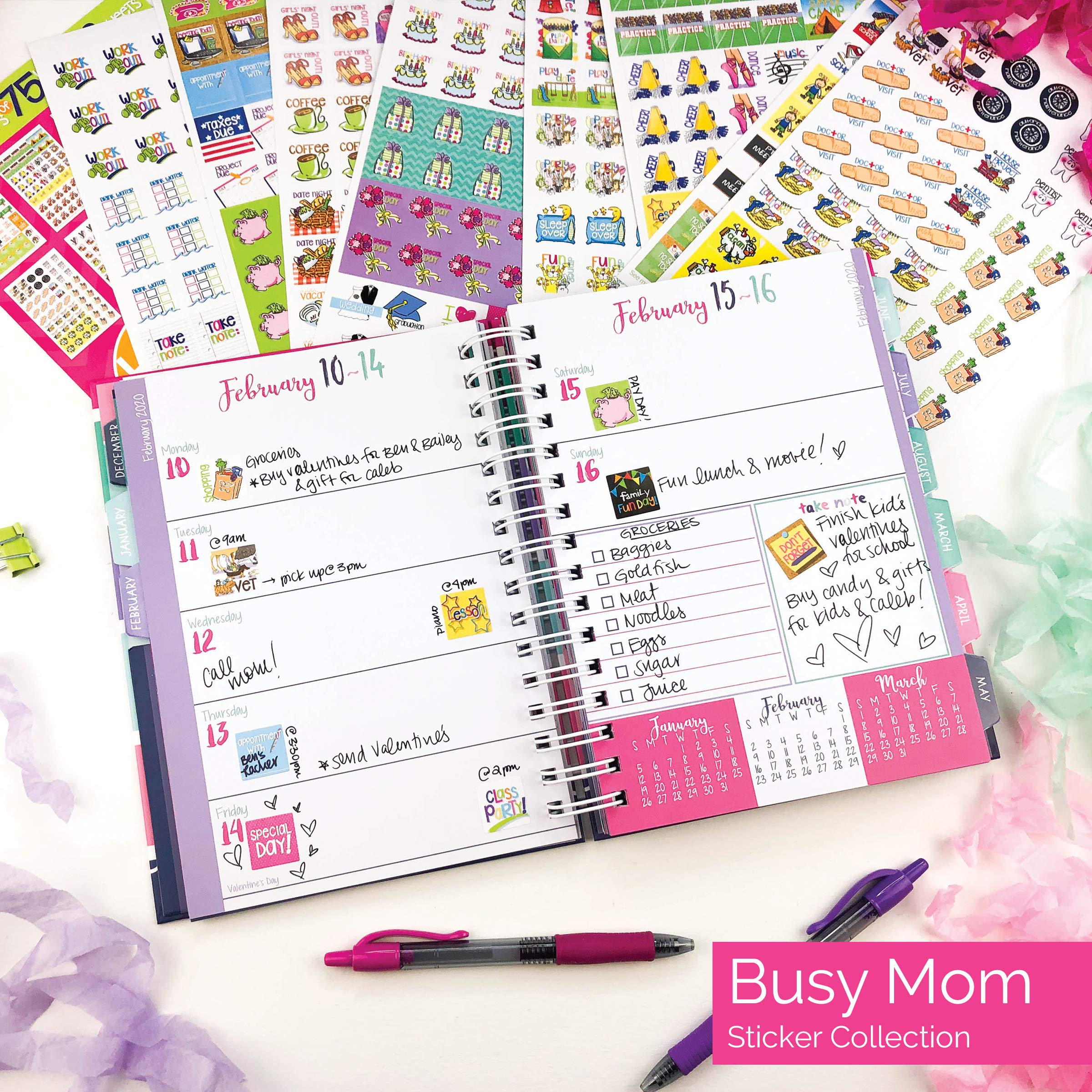 Busy Mom Planner Sticker Collection for Calendars, Planners. Appointment Reminder Stickers, Doctors, School, Birthdays, Play Dates, Events, Scrapbook, Wedding, Vacation | 864 Stickers