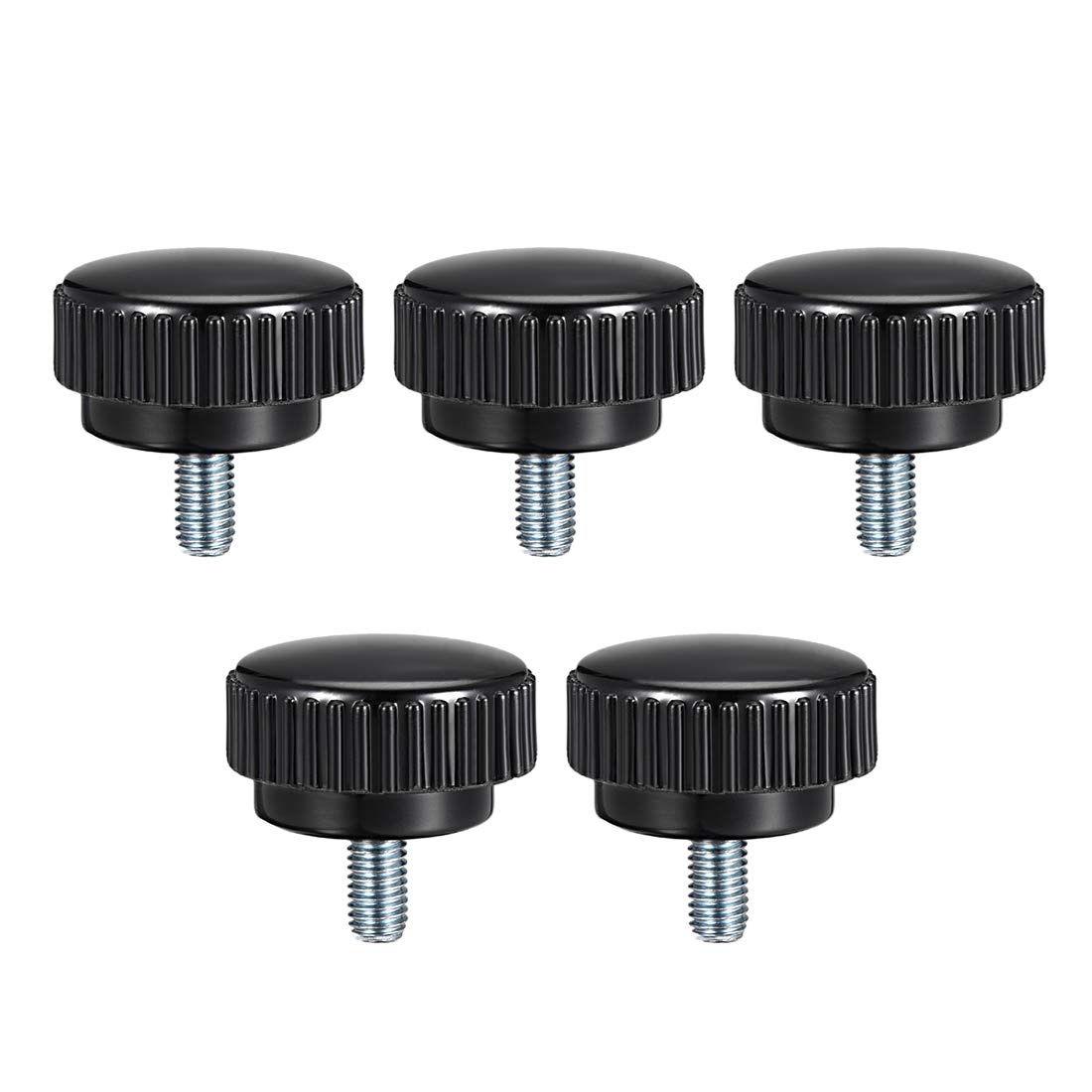 uxcell M8 x 15mm Metric Male Thread Knurled Clamping Knobs Grip Thumb Screw on Type Hand Clamping Handle Bolt with Plastic Knobs Black 5 Pcs