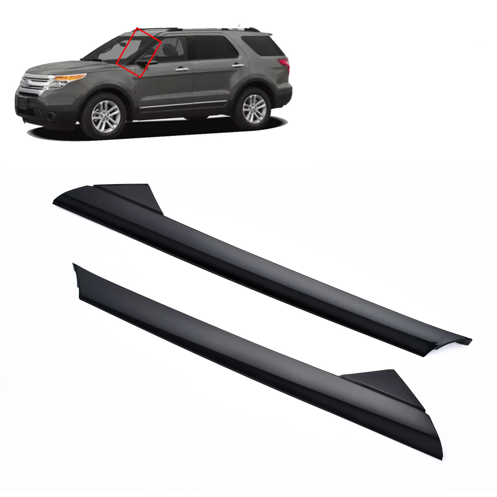 A-Pillar Windshield Trim Molding Front Outer Window Trim Compatible with 2011-2019 Explorer Replaces # BB5Z7803137AB ; BB5Z7803136AA (Left+Right)