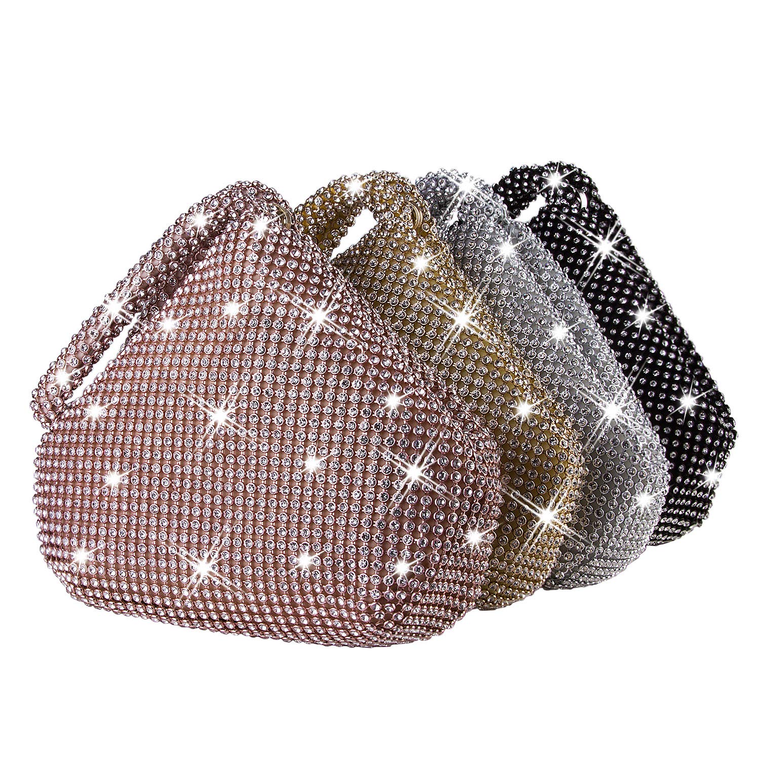 CROWN GUIDE Women's Vintage Evening Bags Clutches Bling Beaded Wedding Party Gowns Formal Prom Purses Handbags With Wristlet Gold
