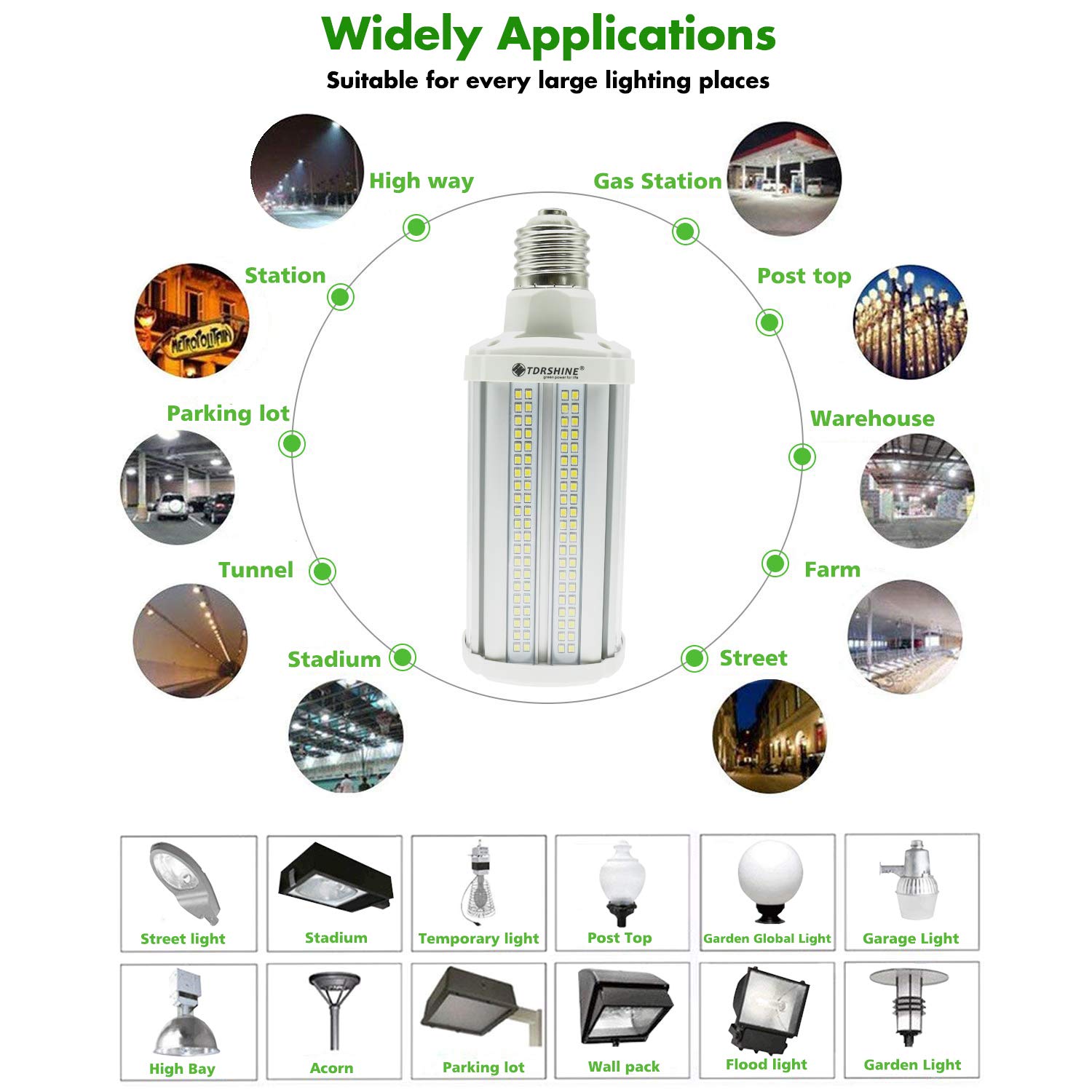 54W LED Corn Light Bulb Super Bright(400 Watt Equivalent 7020 Lumens 5000K E40 Large Mogul Base Large Area Cool Daylight White for Indoor Garage Warehouse High Bay Barn Parking Lot Patio