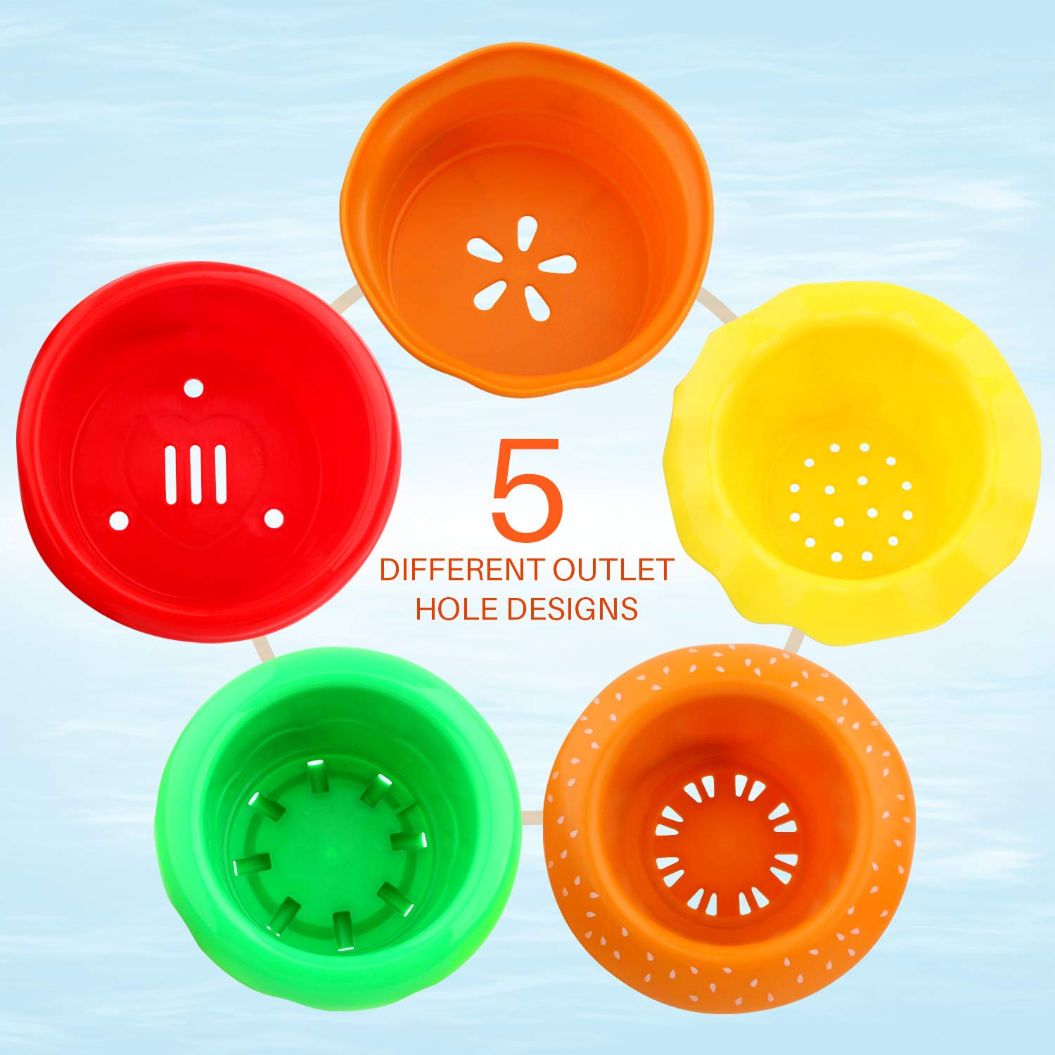 5 Pieces Bathtub Toys Baby Bath Toys Stacking and Nesting Cups Early Learning Toys,Educational Rainbow Baby Building Set Stacking Cups Early Educational Toddlers Toy