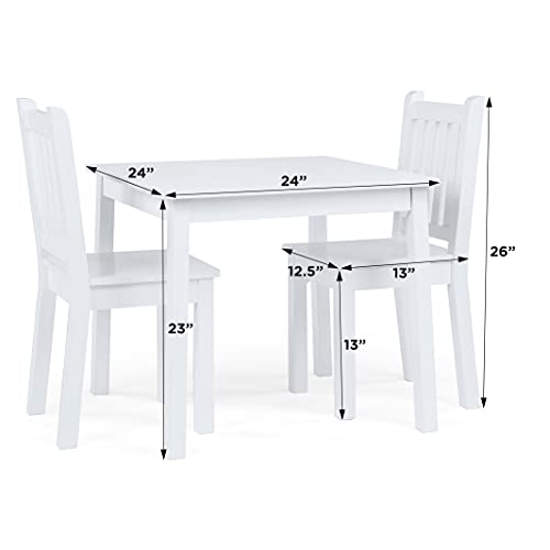 Humble Crew, White Kids Wood Square Table and 2 Chairs Set & Humble Crew, Grey/White Kids Toy Organizer with 12 Storage Bins, Toddler