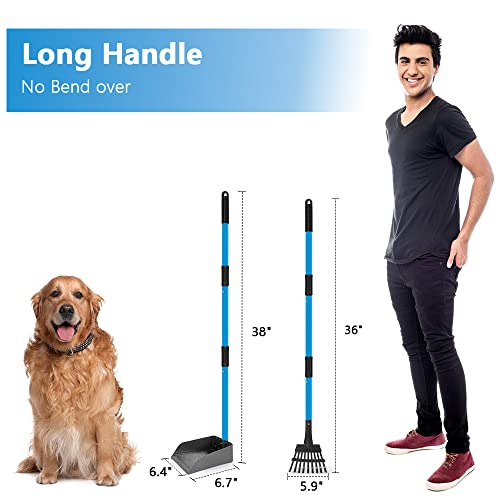 CCAATVG Dog Pooper Scooper for Large Medium Small Dogs Poop Scooper for Dogs with Lightweight Long Handle Rake and Tray